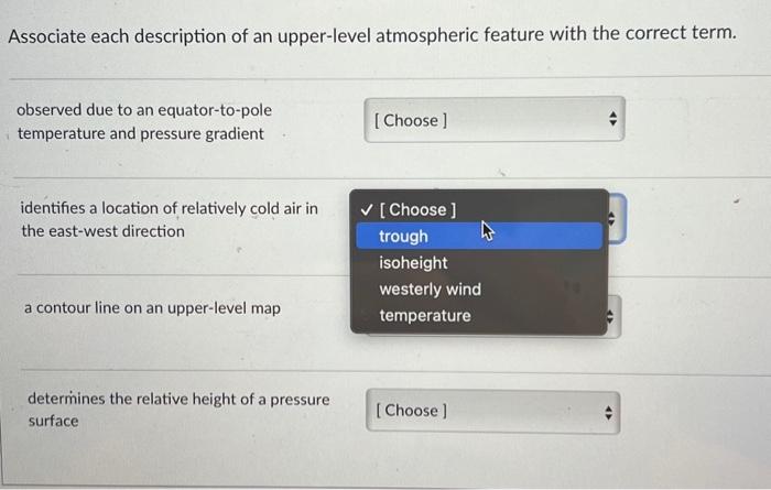 Solved Associate each description of an upper-level | Chegg.com
