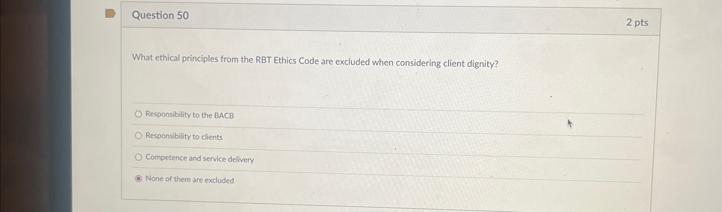 Solved Question 502 ﻿ptsWhat ethical principles from the RBT | Chegg.com