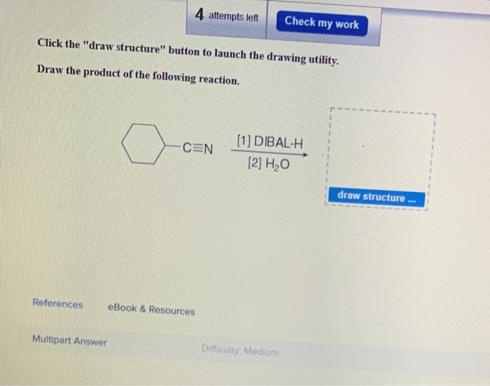 Solved 4 attempts left Check my work Click the "draw | Chegg.com