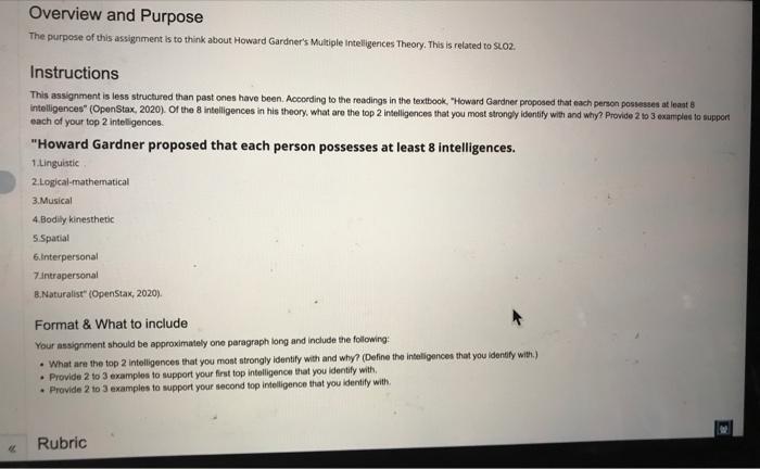 Solved Overview and Purpose The purpose of this assignment | Chegg.com
