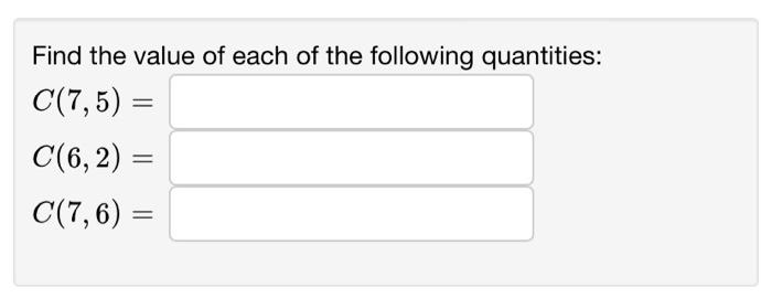 Solved Find the value of each of the following quantities: | Chegg.com