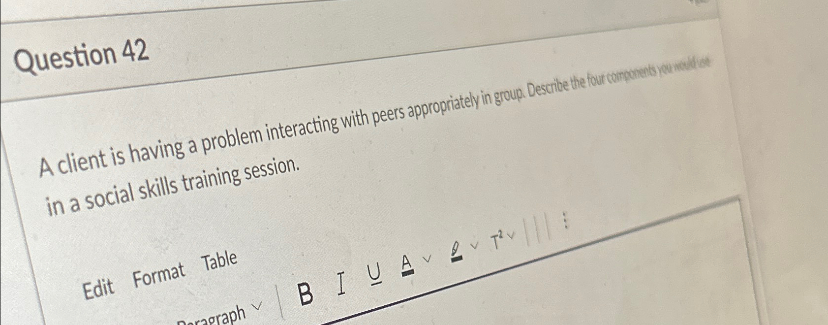 Solved Question 42 ﻿in a social skills training session.Edit | Chegg.com