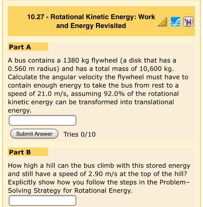 Solved 10.27 - Rotational Kinetic Energy: Work and Energy | Chegg.com