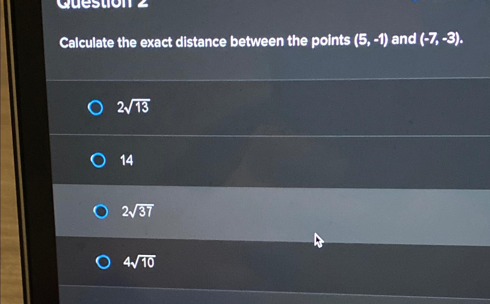 Solved Calculate the exact distance between the points | Chegg.com