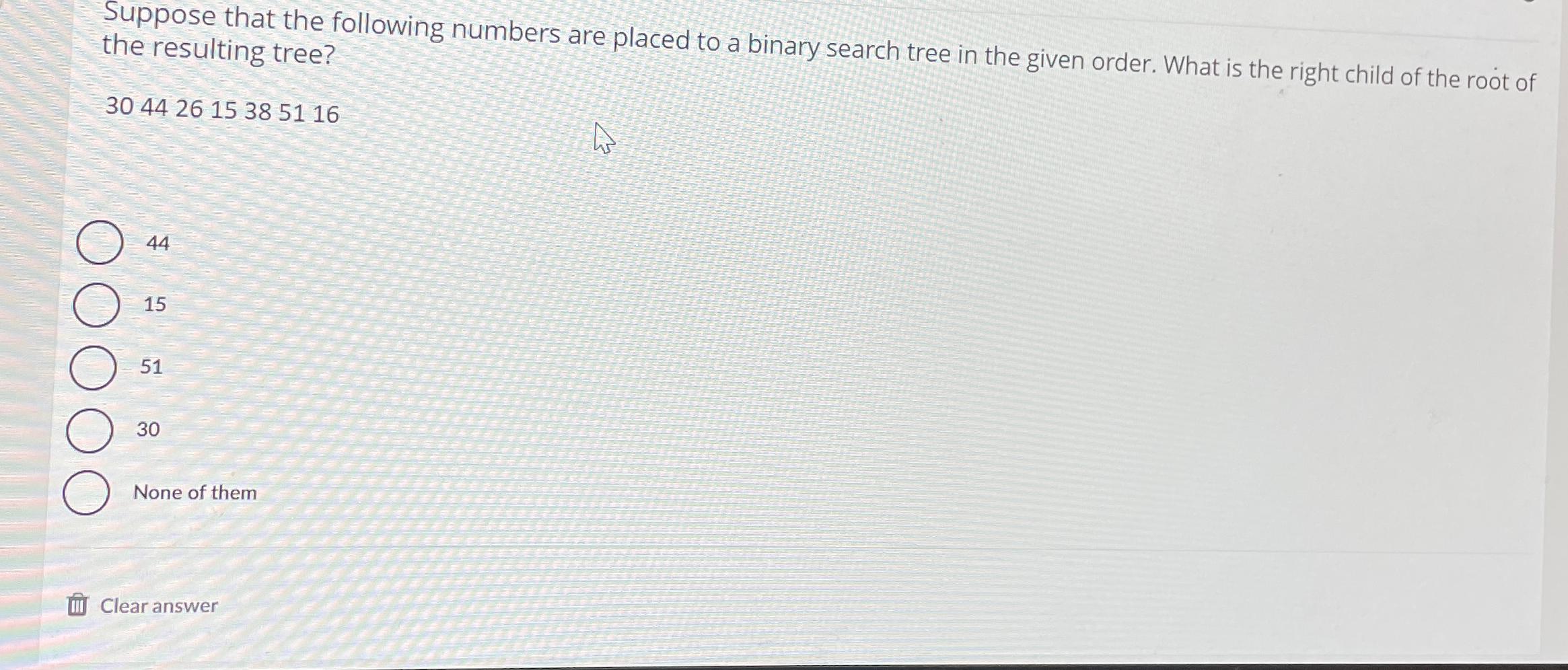 Solved Suppose that the following numbers are placed to a | Chegg.com