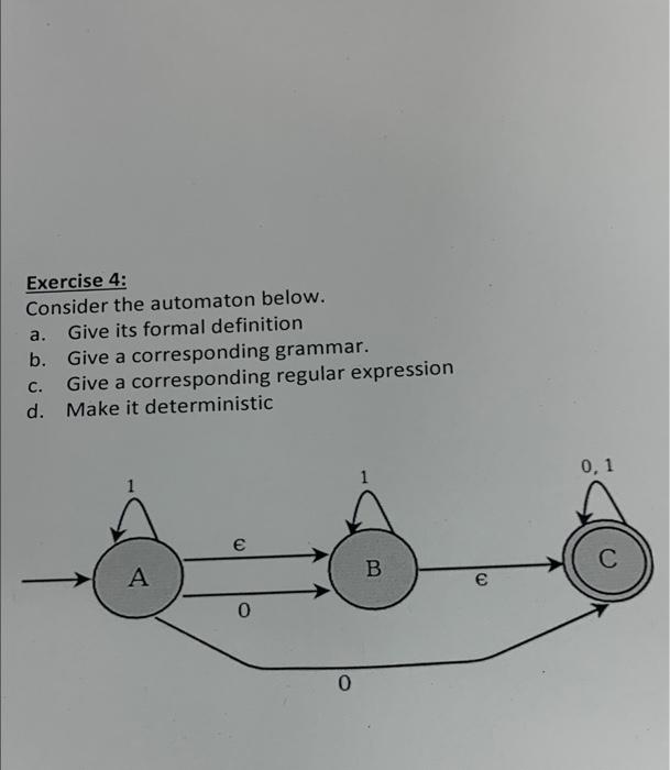 Solved Exercise 4: Consider the automaton below. a. Give its | Chegg.com