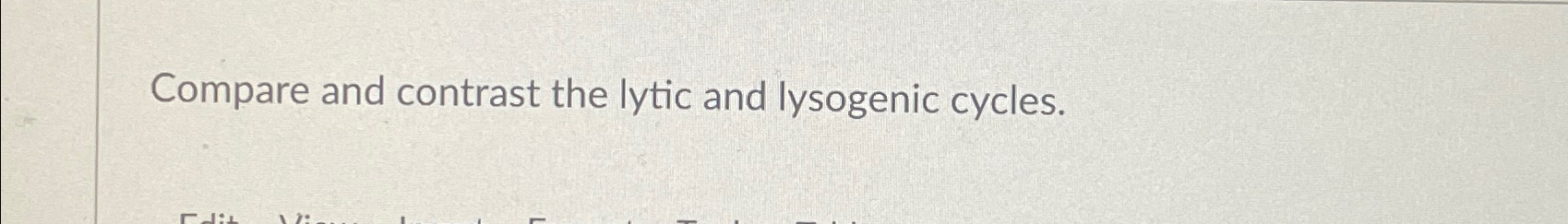 Solved Compare and contrast the lytic and lysogenic cycles. | Chegg.com