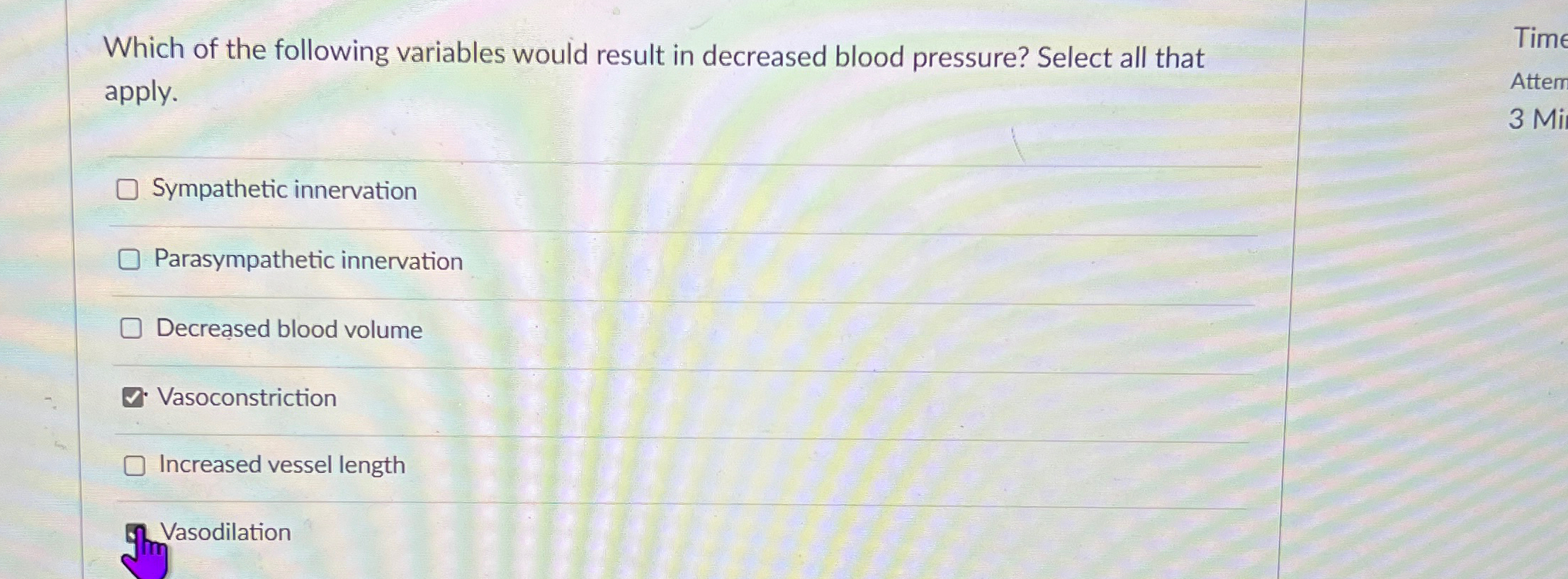 Solved Which of the following variables would result in | Chegg.com