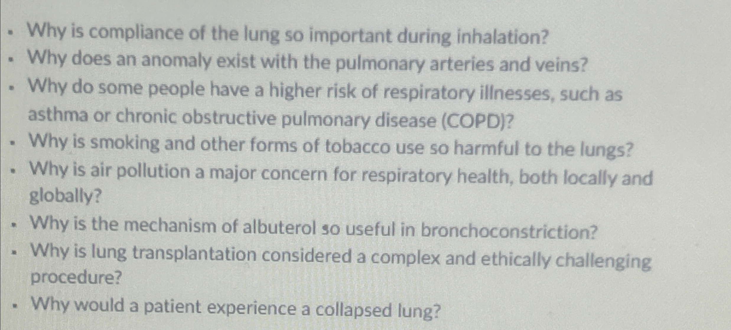 Solved Why is compliance of the lung so important during | Chegg.com