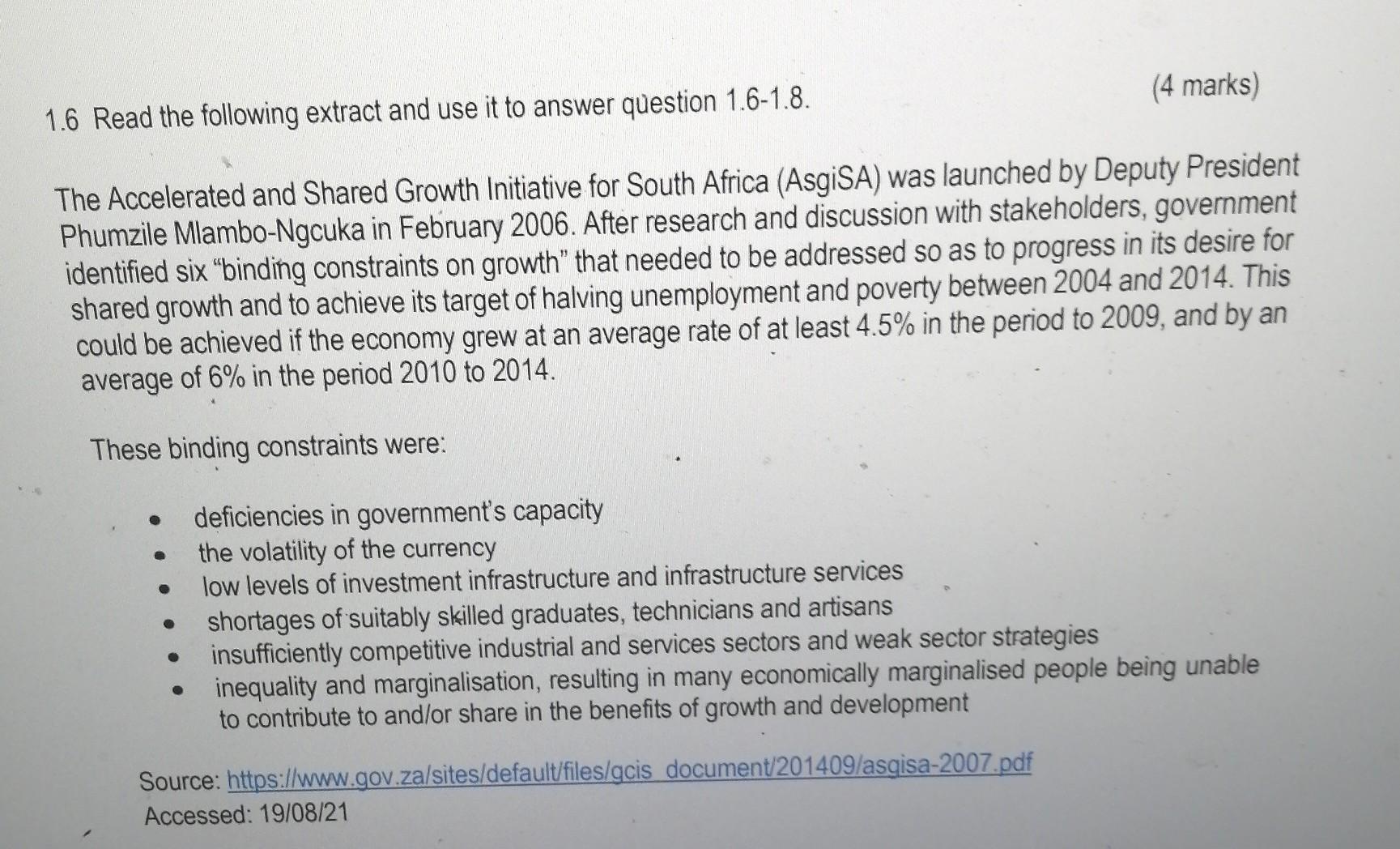 Solved (4 marks) 1.6 Read the following extract and use it | Chegg.com