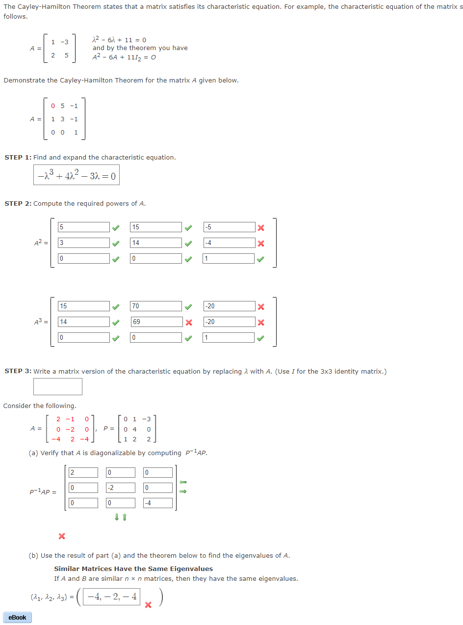 Solved The Cayley-Hamilton Theorem states that a matrix | Chegg.com