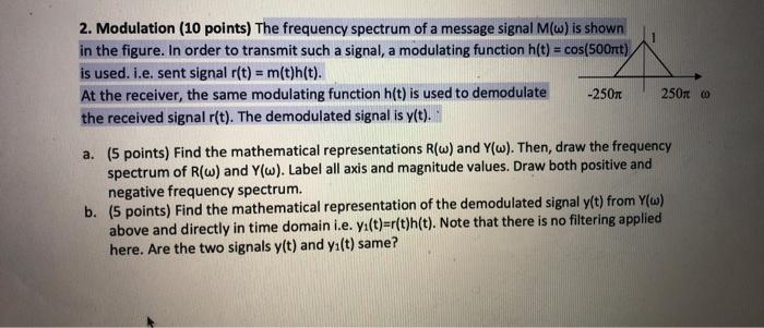 Solved The frequency spectrum of a message signal M(ω) is | Chegg.com