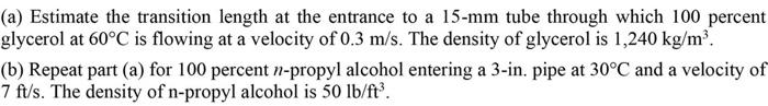 Solved (a) Estimate the transition length at the entrance to | Chegg.com