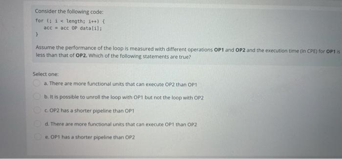 Solved Consider the following code: for (i i | Chegg.com