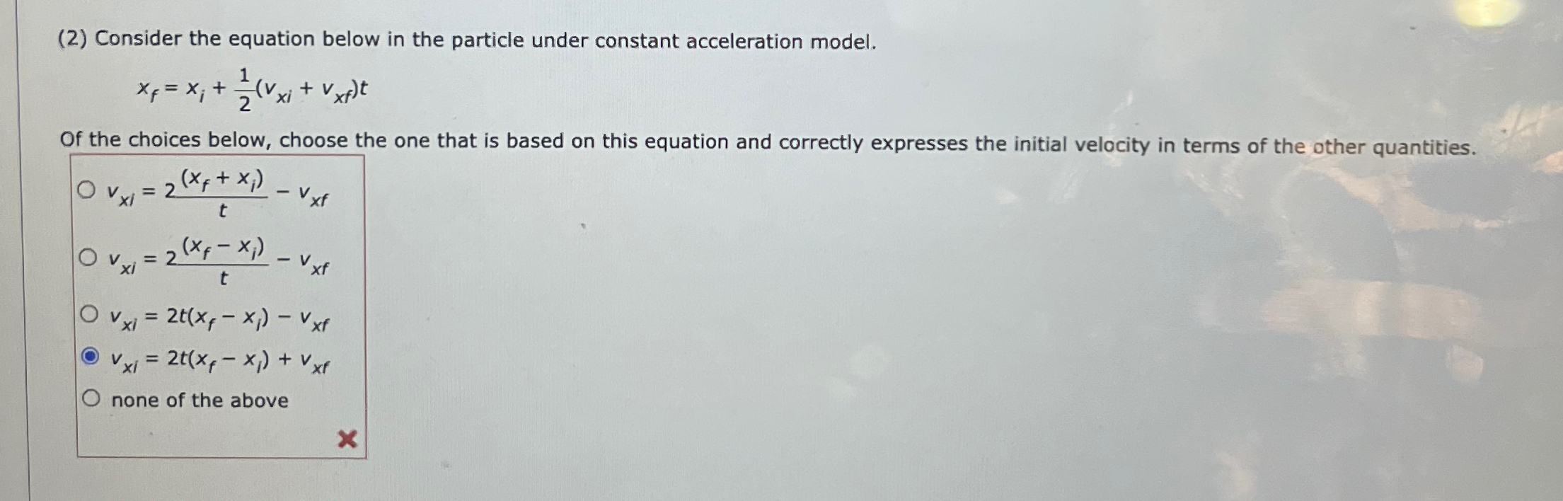 (2) ﻿Consider the equation below in the particle | Chegg.com