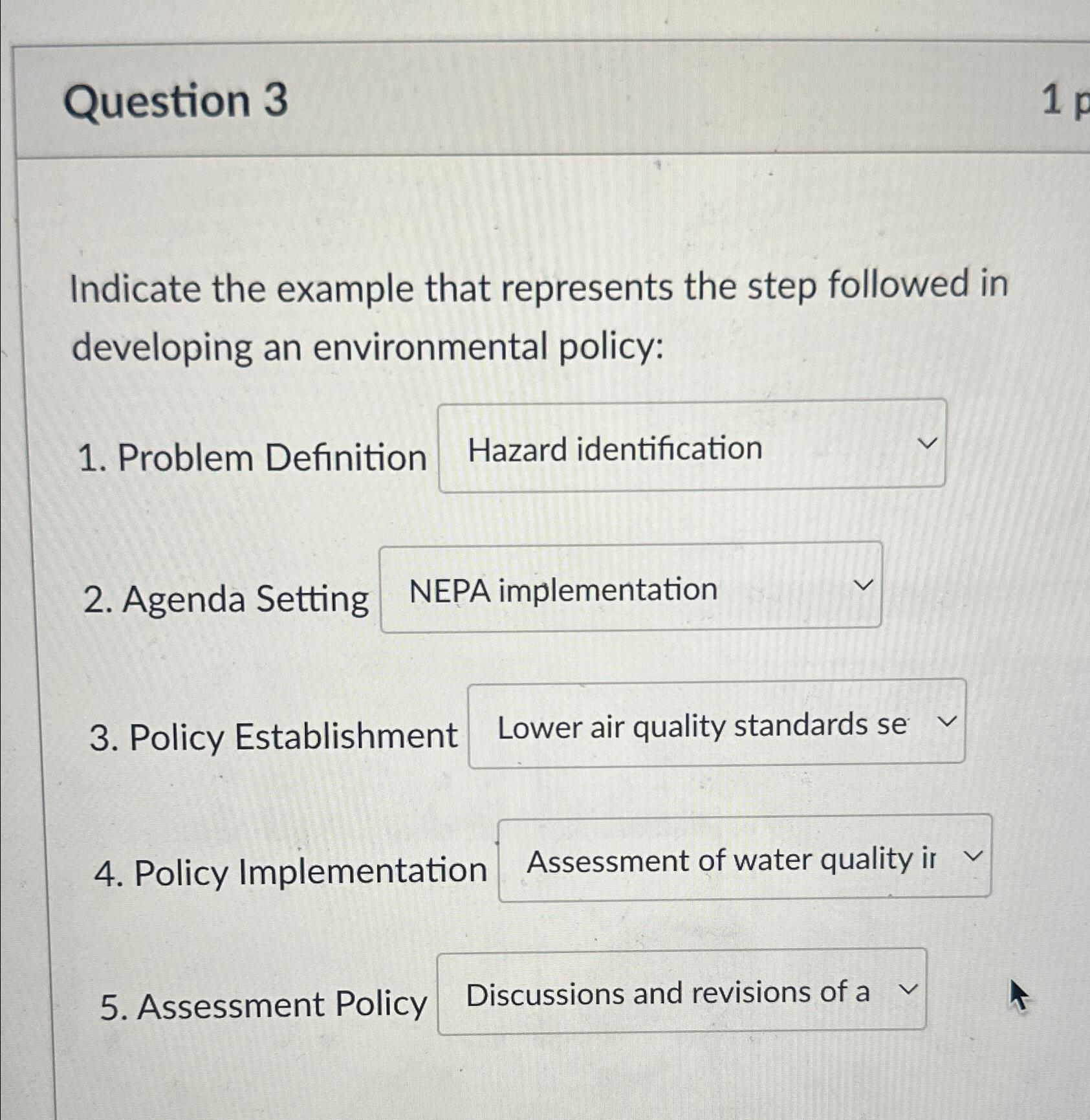 Solved Question 3Indicate the example that represents the | Chegg.com