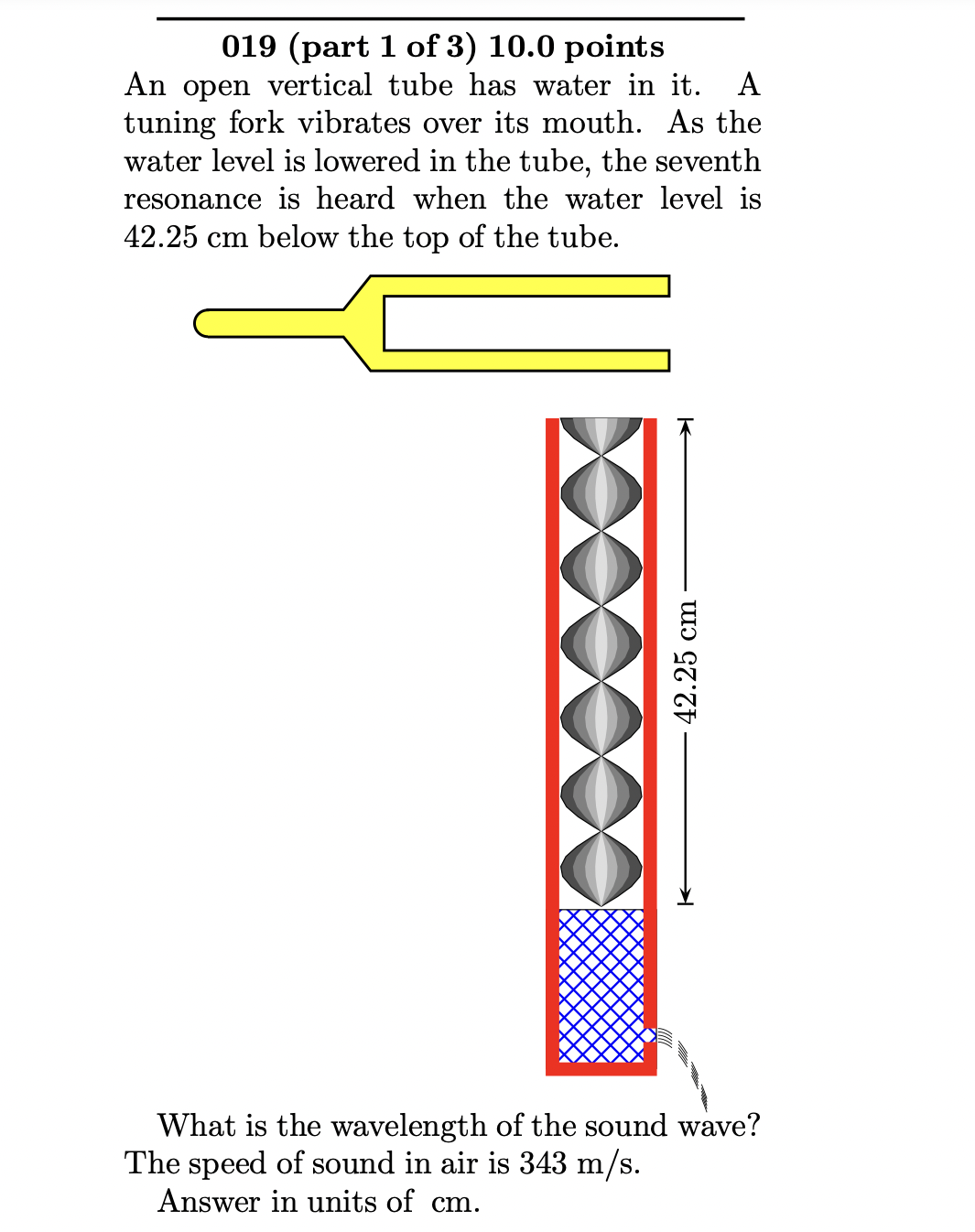 Solved 019 (part 1 ﻿of 3) 10.0 ﻿pointsAn open vertical tube | Chegg.com
