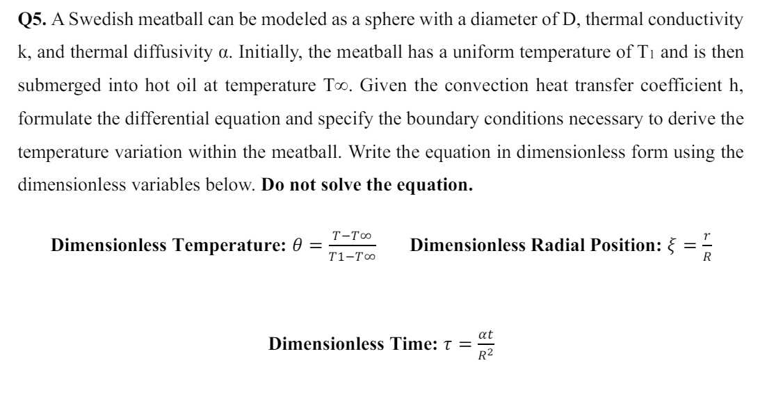 Solved Dimensionless Temperature: θ=T-T∞T1-T∞, | Chegg.com