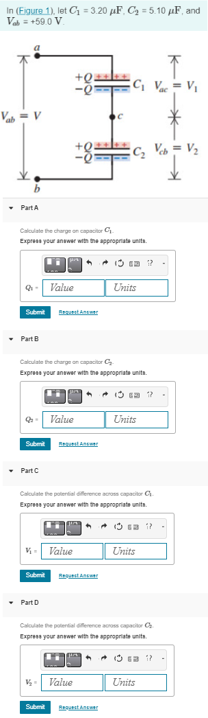 Solved In (Figure 1), ﻿let C1=3.20μF,C2=5.10μF, | Chegg.com