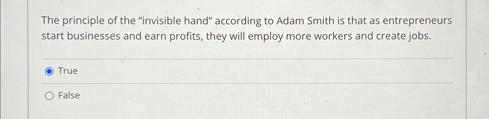 Solved The principle of the "invisible hand" according to | Chegg.com