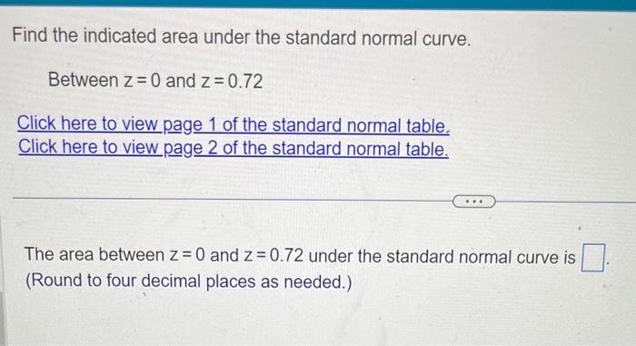 Solved Find the indicated area under the standard normal | Chegg.com