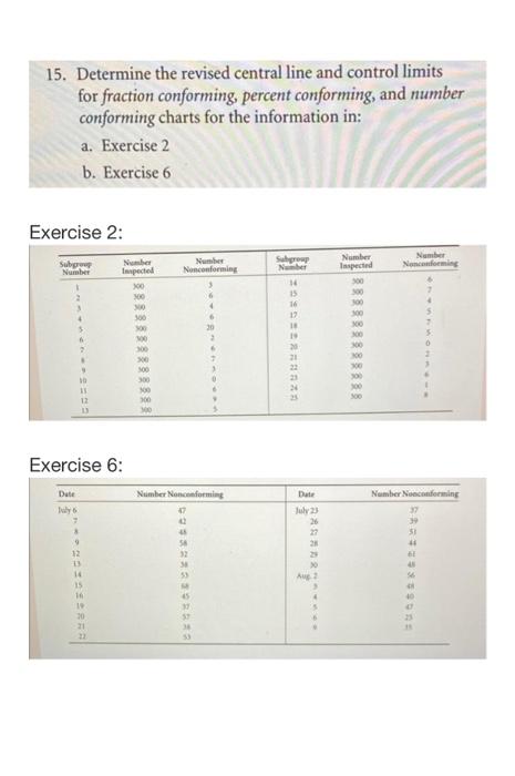Solved 15. Determine the revised central line and control | Chegg.com