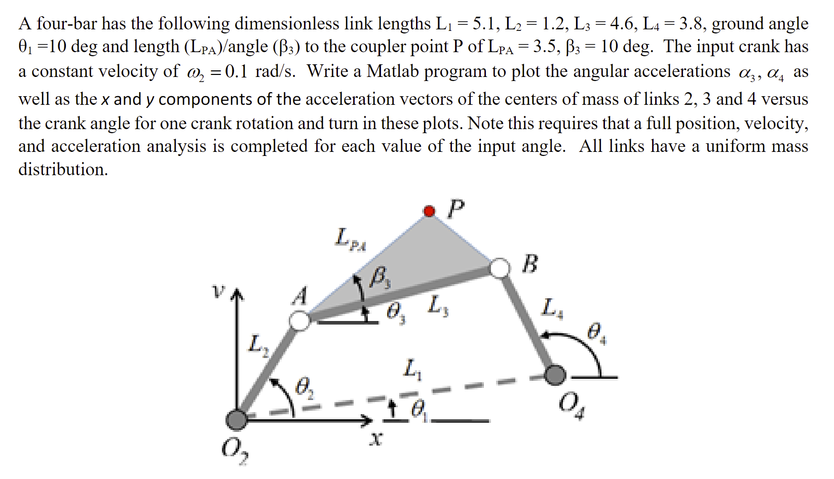 Solved Dynamics of Machines; MATLAB Help. Need some help | Chegg.com