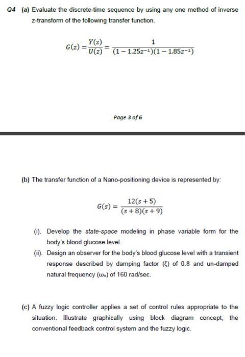 Solved Q4 (a) Evaluate the discrete-time sequence by using | Chegg.com