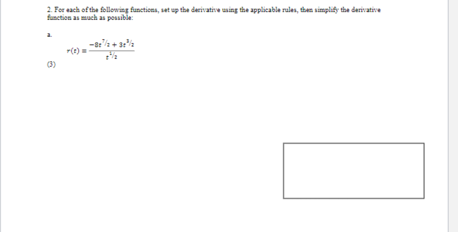 Solved For each of the following functions, set up the | Chegg.com