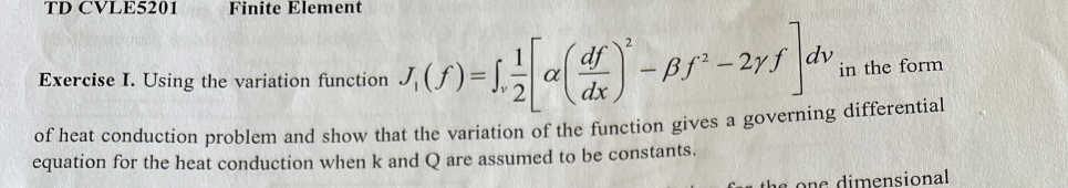 Solved TD CVLE5201Finite ElementExercise I. Using the | Chegg.com