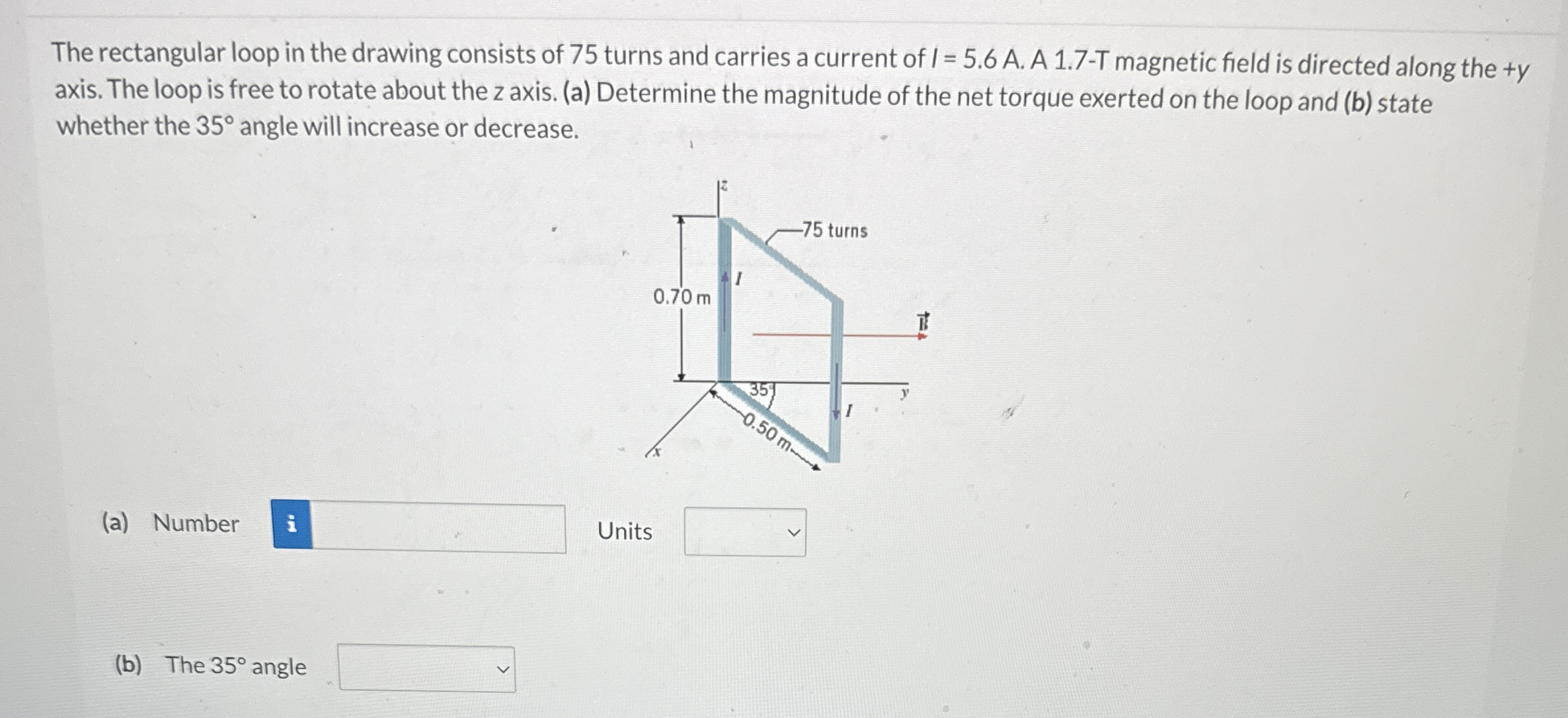 Solved The rectangular loop in the drawing consists of 75 | Chegg.com