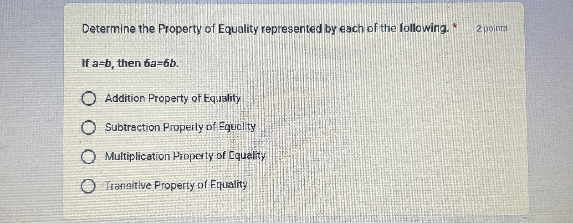 Solved Determine the Property of Equality represented by | Chegg.com
