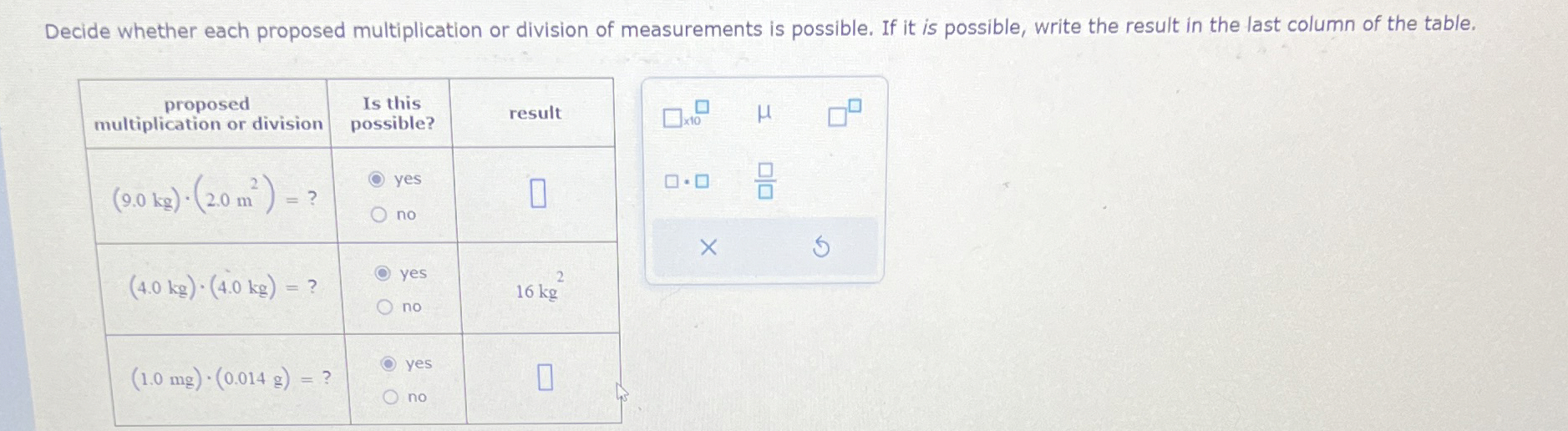 Solved Decide whether each proposed multiplication or | Chegg.com