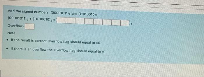 Solved Add the signed numbers (00001011) and (11010010). | Chegg.com