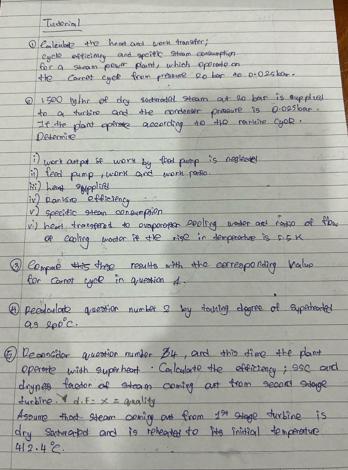 Solved Tutorial(1) ﻿Calculane the heat and work transfer; | Chegg.com