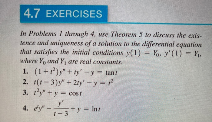 Solved 4.7 EXERCISES In Problems 1 through 4, use Theorem 5 | Chegg.com