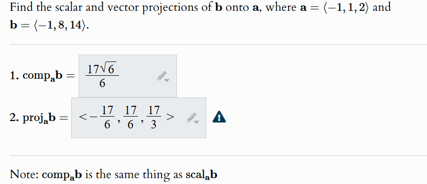 Solved Find the scalar and vector projections of b ﻿onto a, | Chegg.com