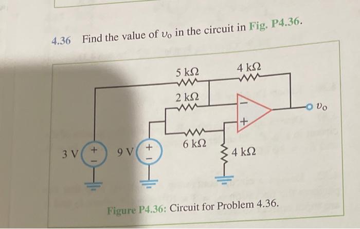 Solved 4.36 Find the value of v0 in the circuit in Fig. | Chegg.com