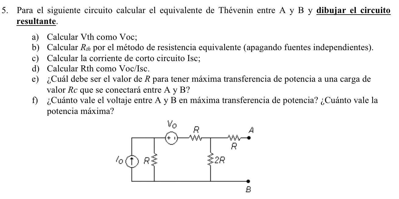 Solved Para el siguiente circuito calcular el equivalente de | Chegg.com
