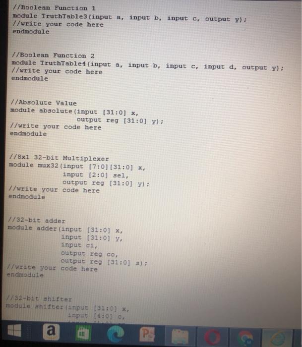 Solved Boolean Function 1 Implement A Digital Module That