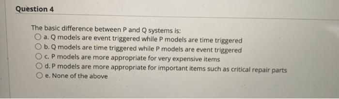 Solved Question 4 The basic difference between P and Q | Chegg.com