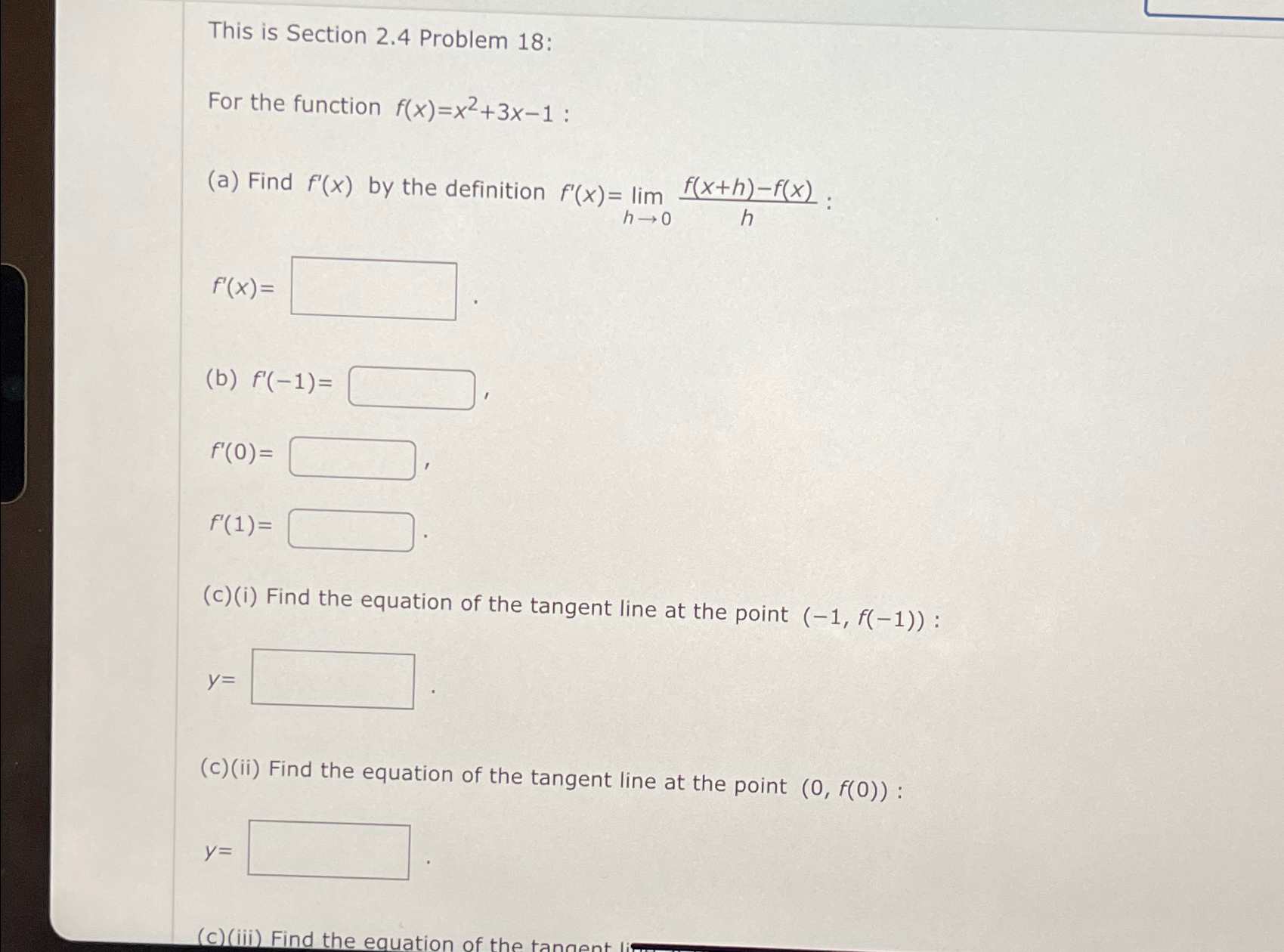Solved This is Section 2.4 ﻿Problem 18:For the function | Chegg.com