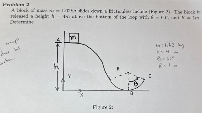 Problem 2 A block of mass m=1.62 kg slides down a | Chegg.com