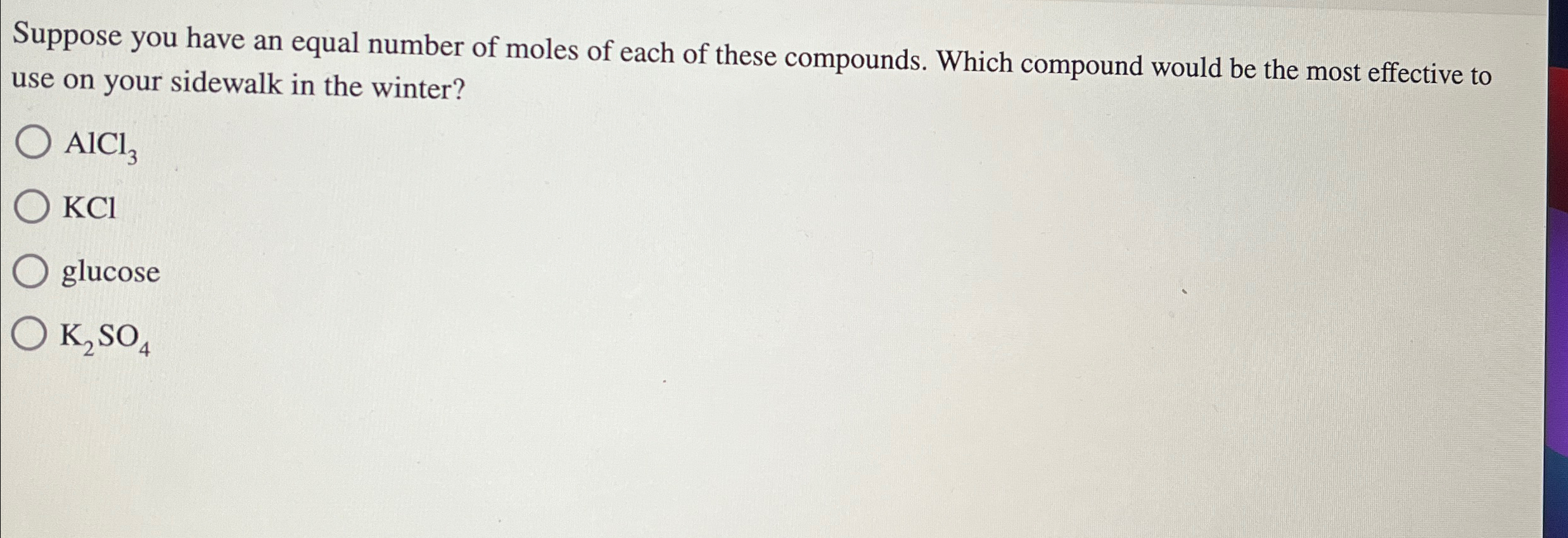 Solved Suppose you have an equal number of moles of each of | Chegg.com