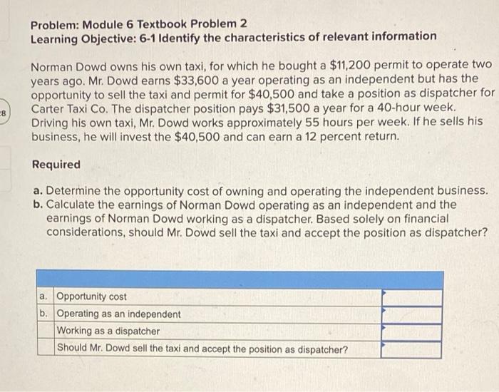 Solved Problem: Module 6 Textbook Problem 2 Learning | Chegg.com