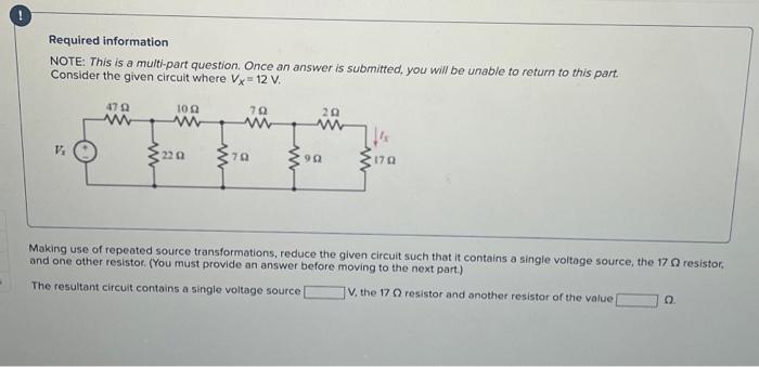 Solved Required information NOTE: This is a multi-part | Chegg.com