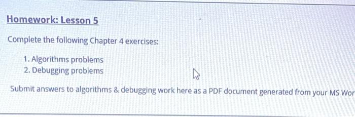 Solved Homework: Lesson 5 Complete the following Chapter 4 | Chegg.com