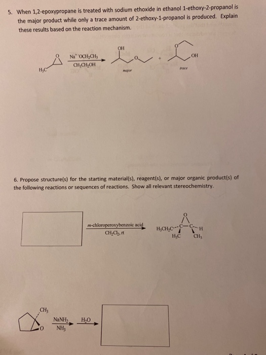 Solved 5. When 1,2-epoxypropane is treated with sodium | Chegg.com