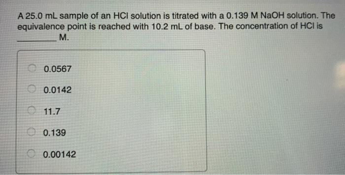 Solved A 25.0 mL sample of an HCl solution is titrated with | Chegg.com