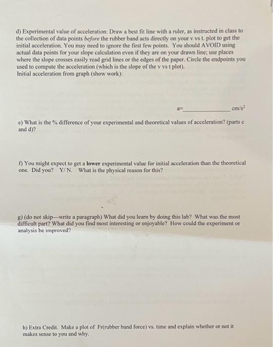 Part 1: Record your distance and time and data on the | Chegg.com